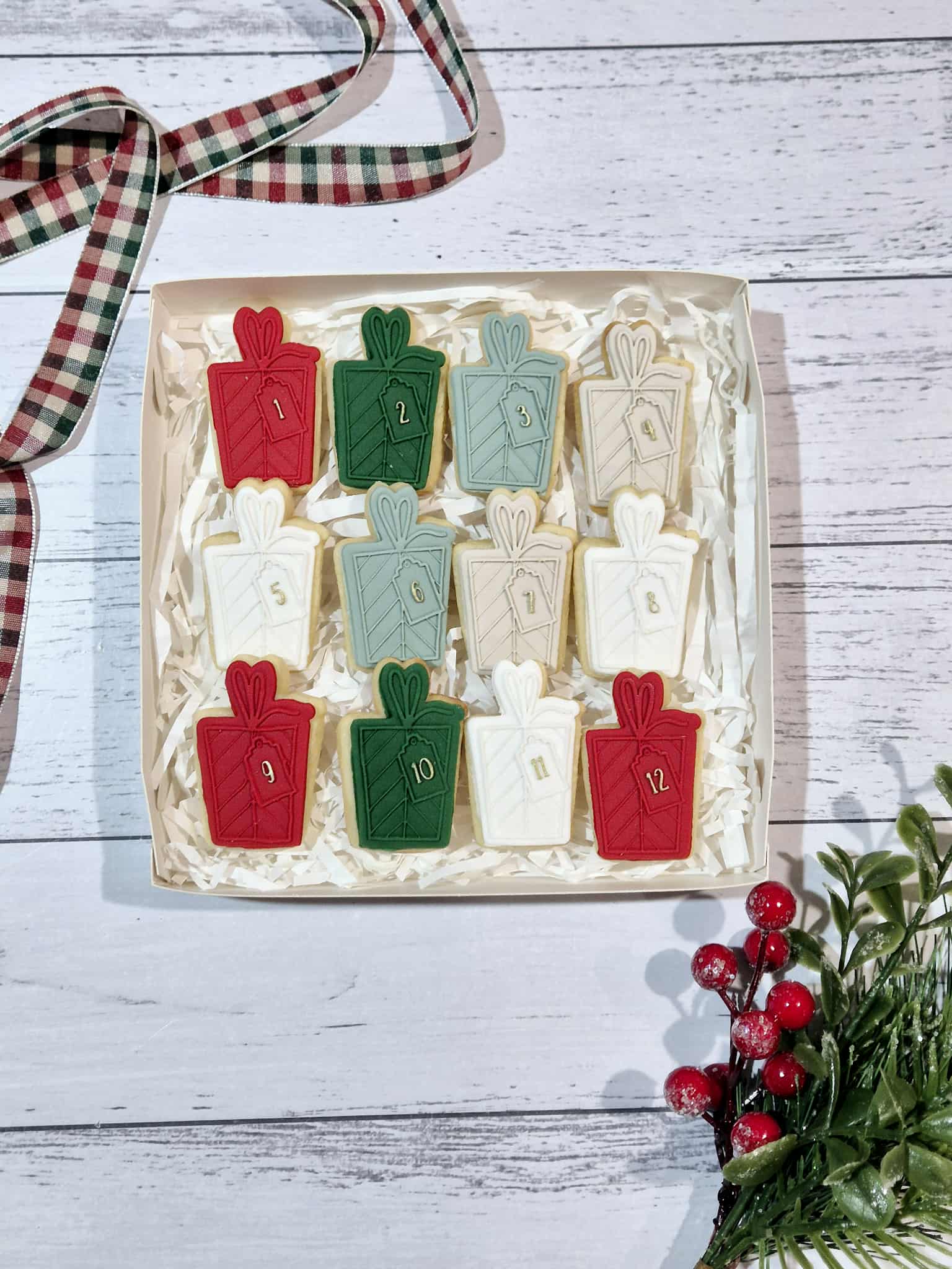 Present 12 Day Countdown Cookies – Spencer and Co Cookies