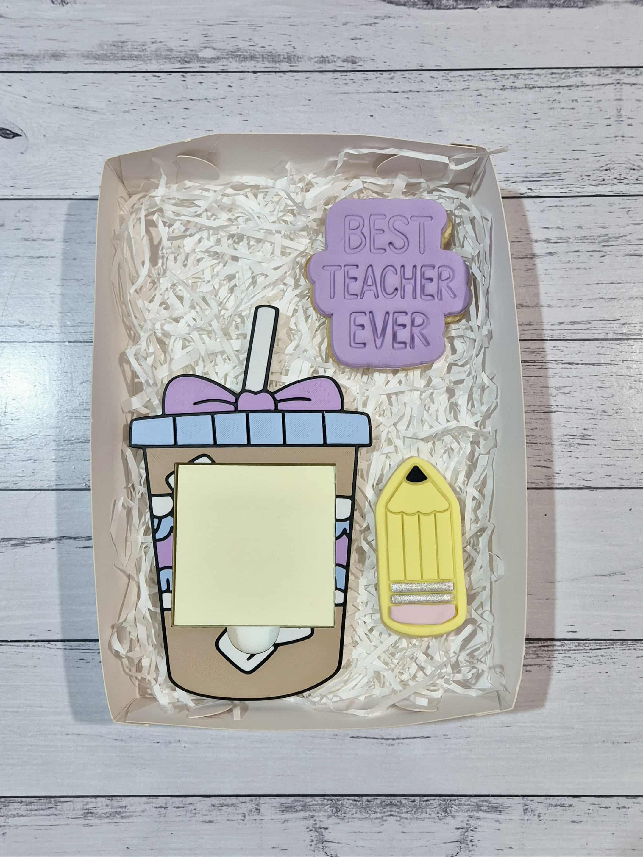 Iced Coffee Sticky Note Holder Cookie Set – Spencer and Co Cookies